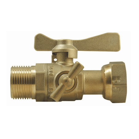 Male/Female raw brass water-meter drain valve, asymmetric handle