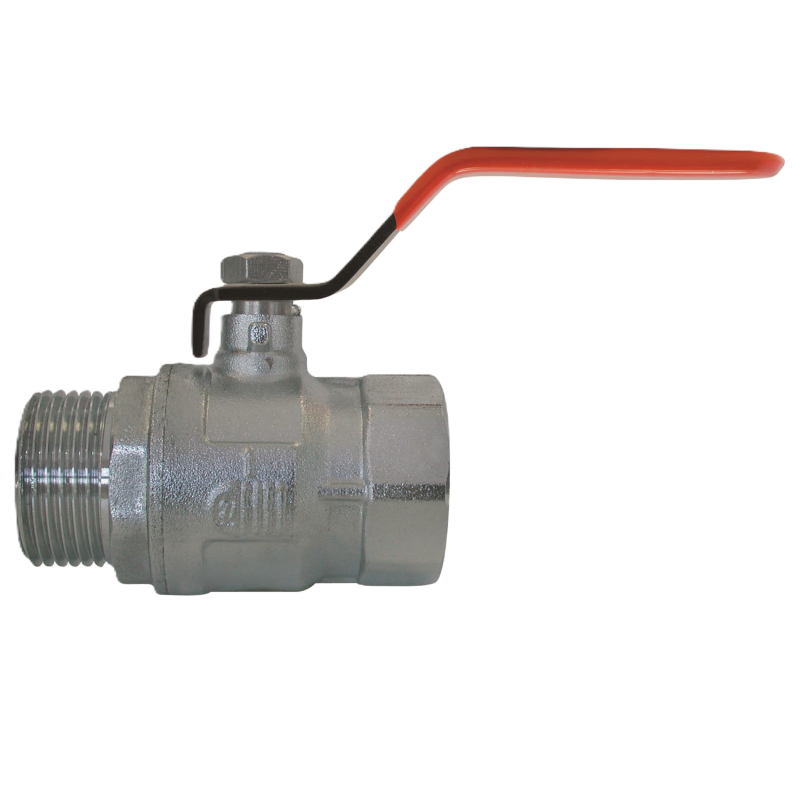 Male/Female chrome plated brass valve, red flat handle