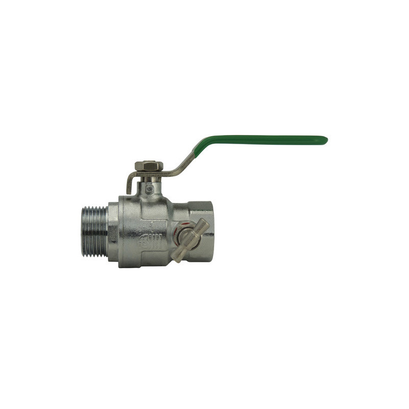 Male/Female chrome plated brass NF drain valve, green flat handle